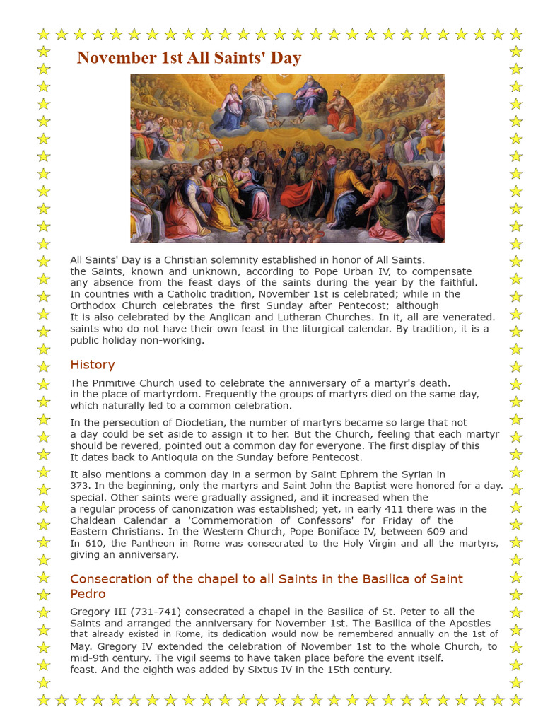 November 1st All Saints' Day | PDF | Saint | Glory (Religion)