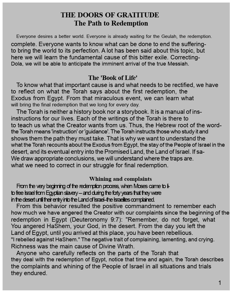 THE DOORS OF GRATITUDE.pdf | PDF | The Exodus | Moses