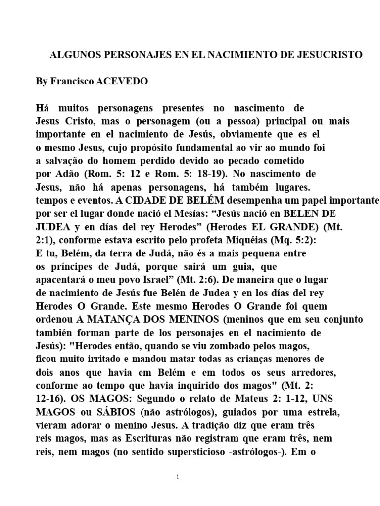 Personagens do Nascimento de Jesus | PDF | Magos Bíblicos | Jesus