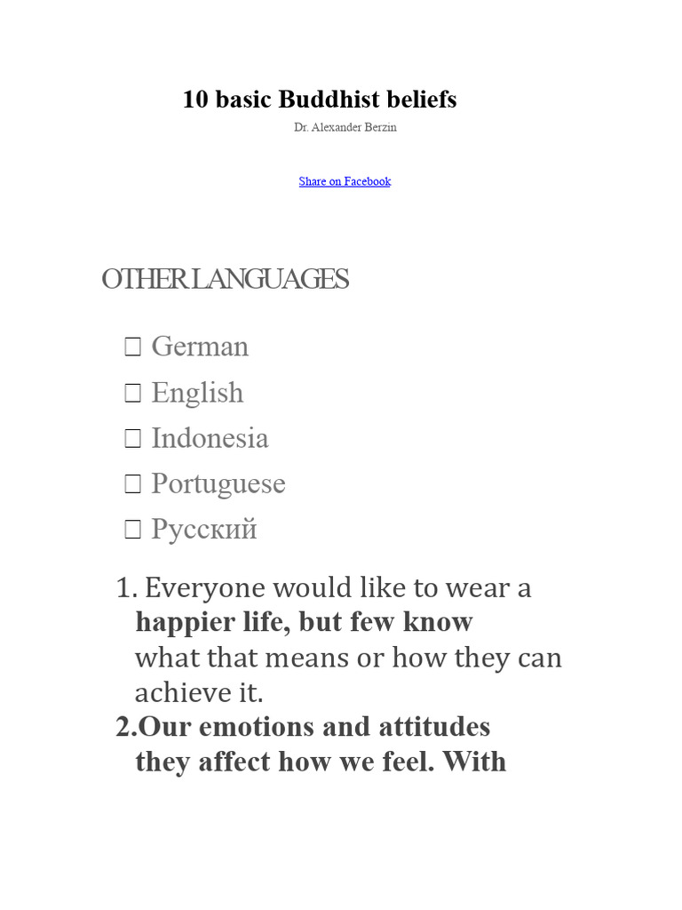 10 Core Buddhist Beliefs Explained | PDF