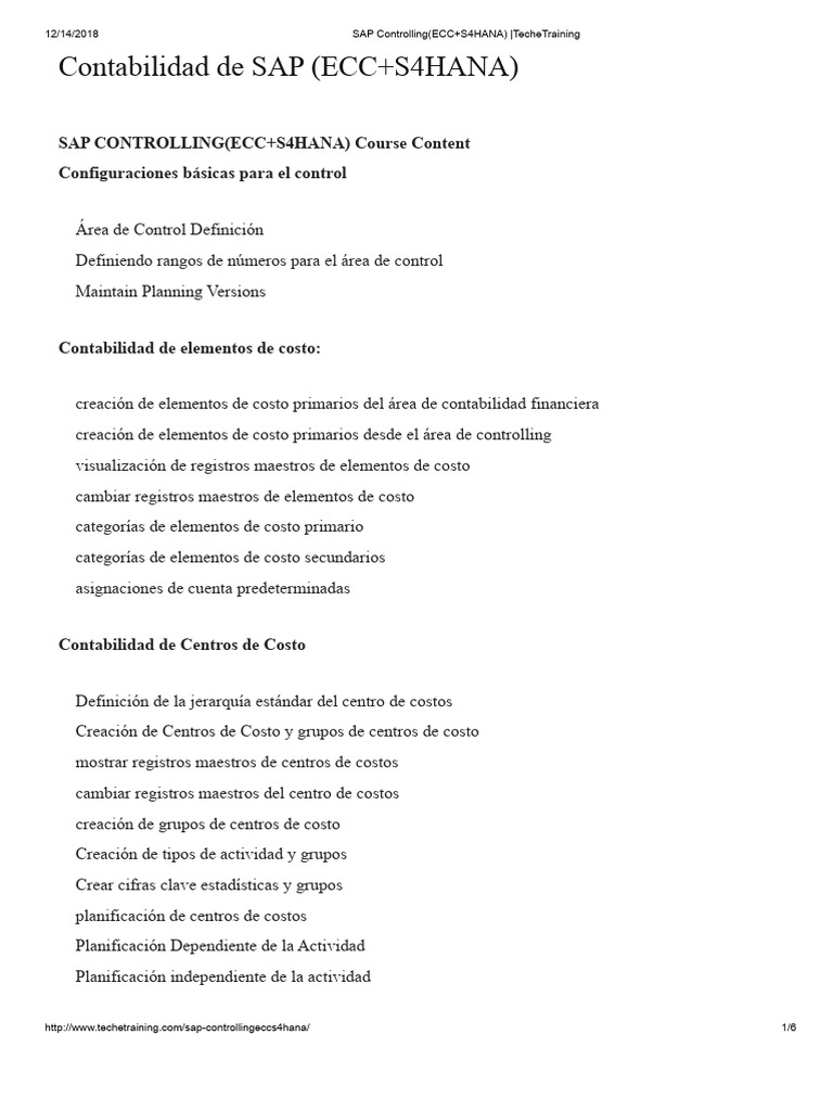 Curso SAP Controlling ECC y S4HANA | PDF | Contabilidad | Business