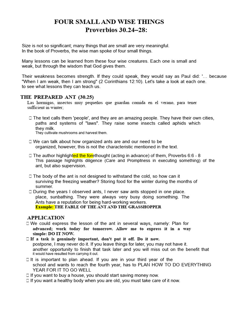 Four Small and Wise Things | PDF