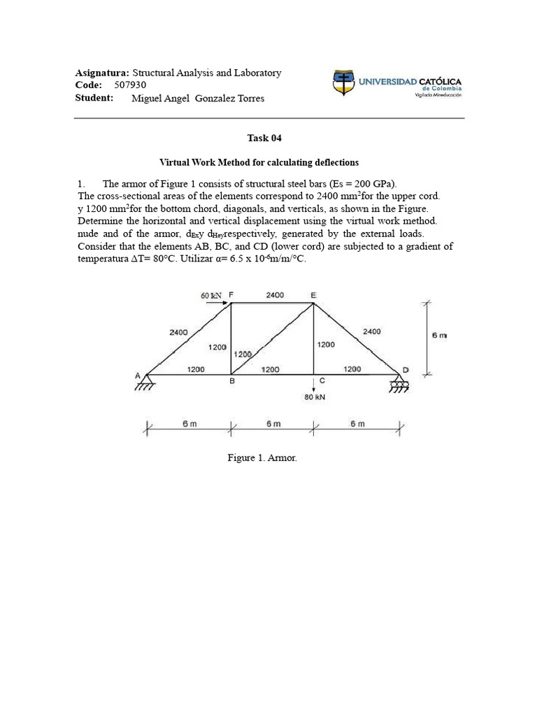 Task 04 _ Virtual Work Method (solution) | PDF | Beam (Structure) | Truss