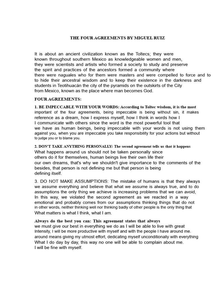 summary of the four agreements | PDF