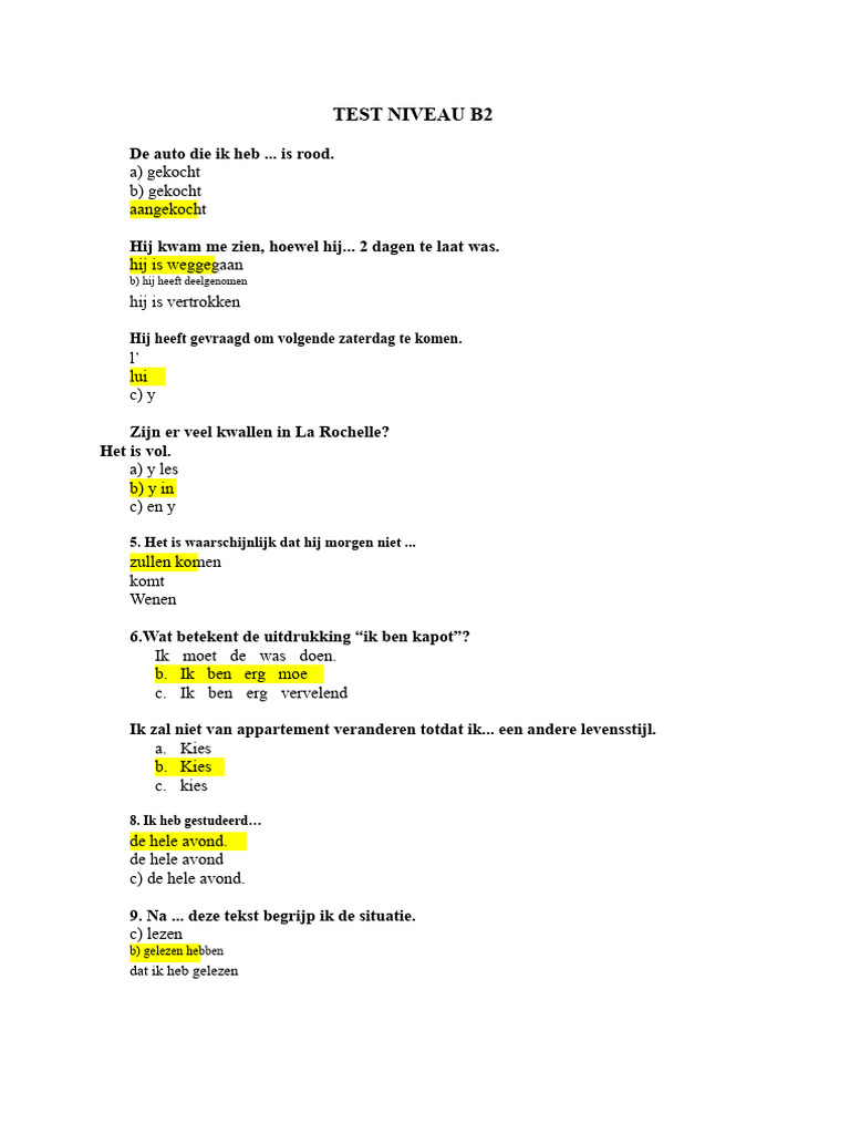 B2 Niveautest | PDF