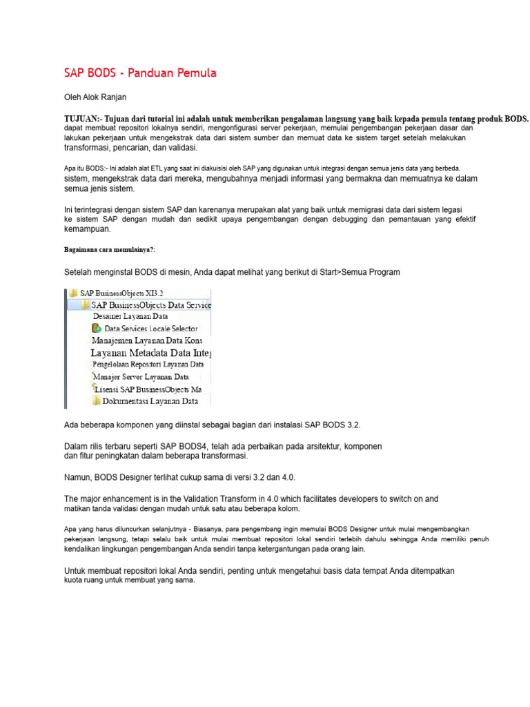 Panduan Pemula SAP BODS untuk ETL | PDF