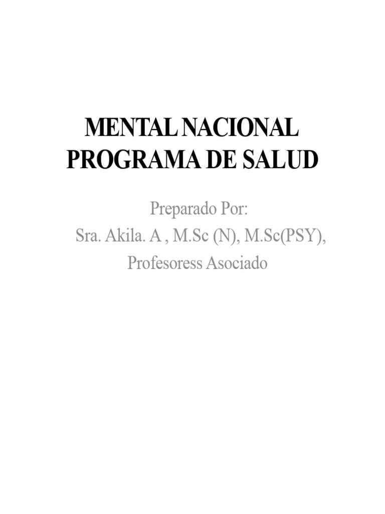 MHN, NMHP I (U), 4 | PDF | Cuidado de la salud | Salud mental