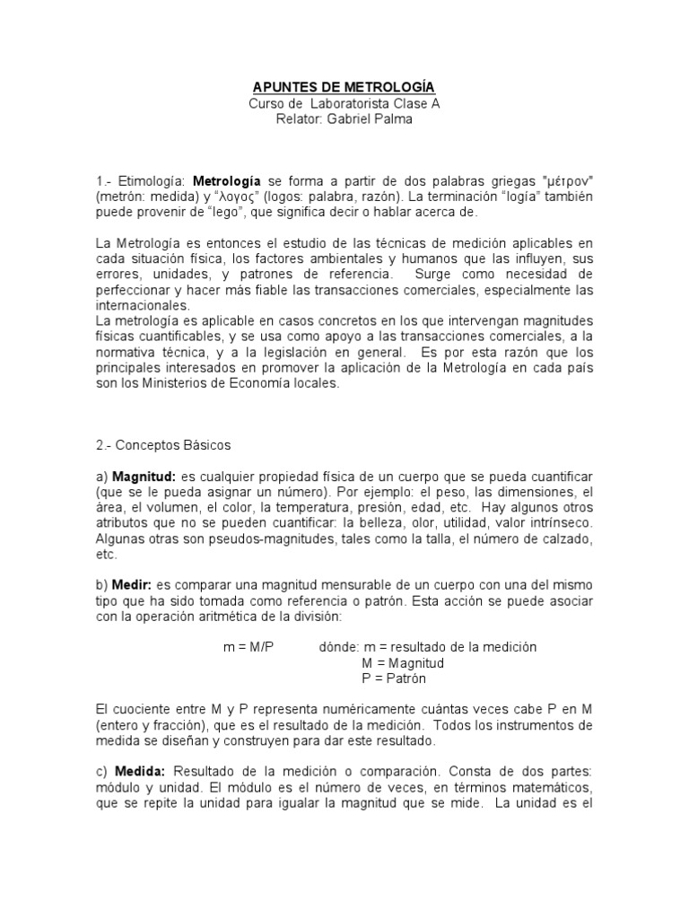 Apuntes de Metrología | PDF | Metrología | Unidades de medida Apuntes de Metrología | PDF | Metrología | Unidades de medida