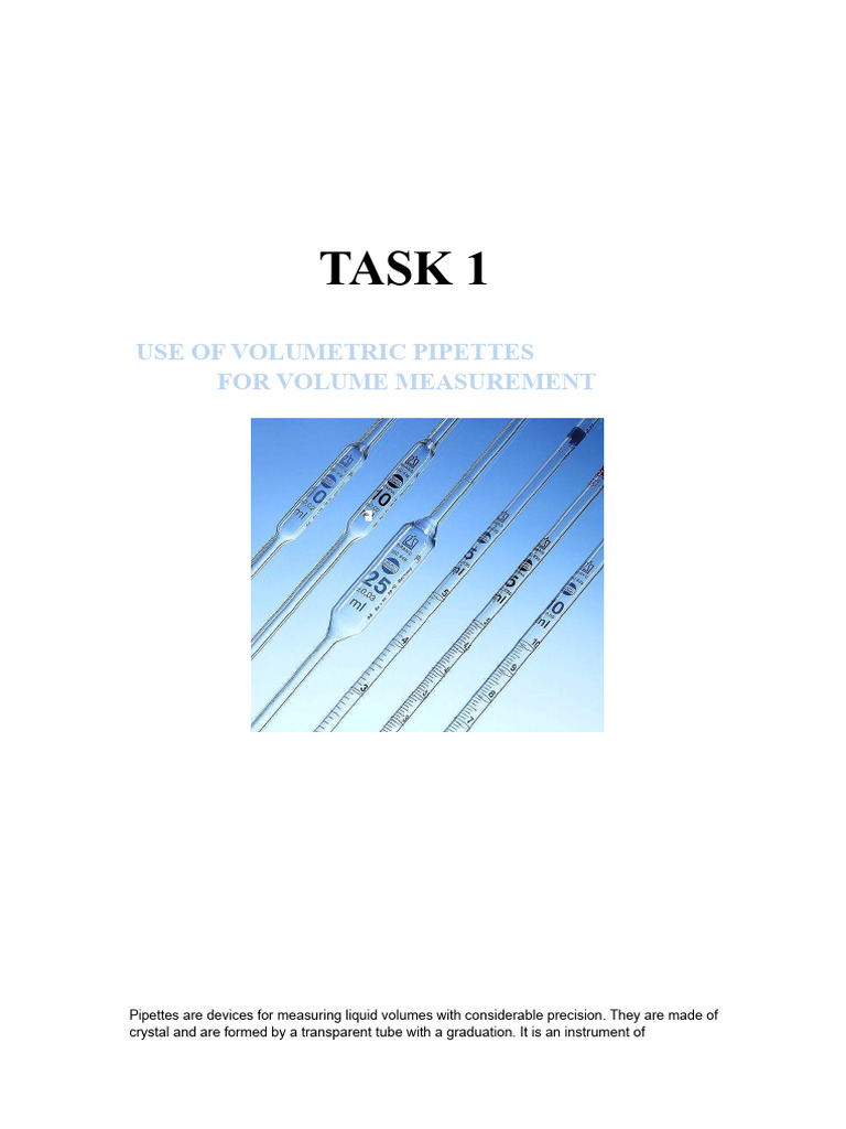 Use of Volumetric Pipettes For Volume Measurement | PDF | Volume ...