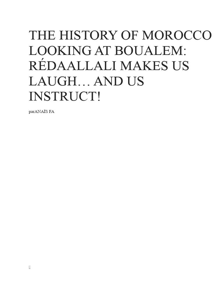 The History of Morocco As Seen by Boualem | PDF