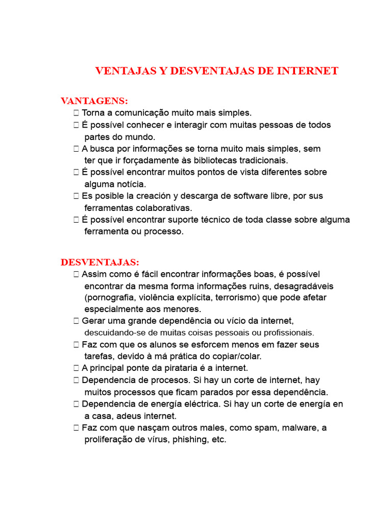 Vantagens e Desvantagens da Internet | PDF | Internet | Phishing
