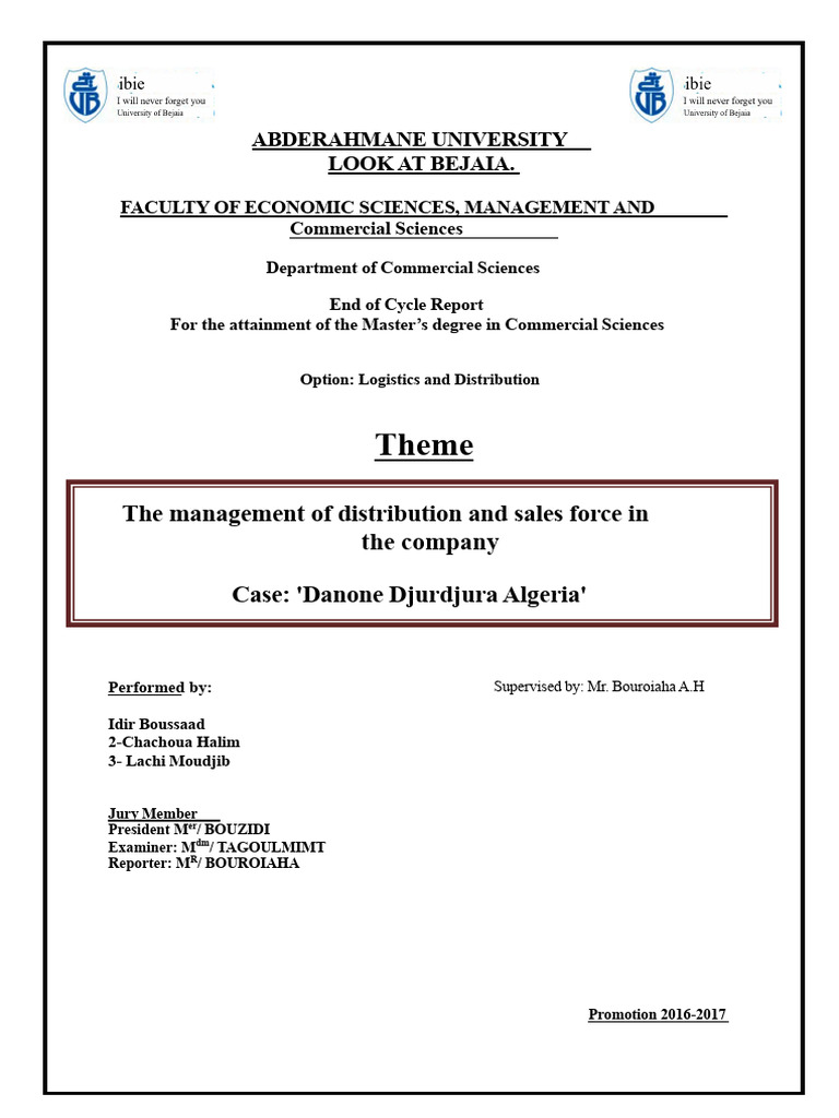 The Management of Distribution and Sales Force in the Company | PDF ...