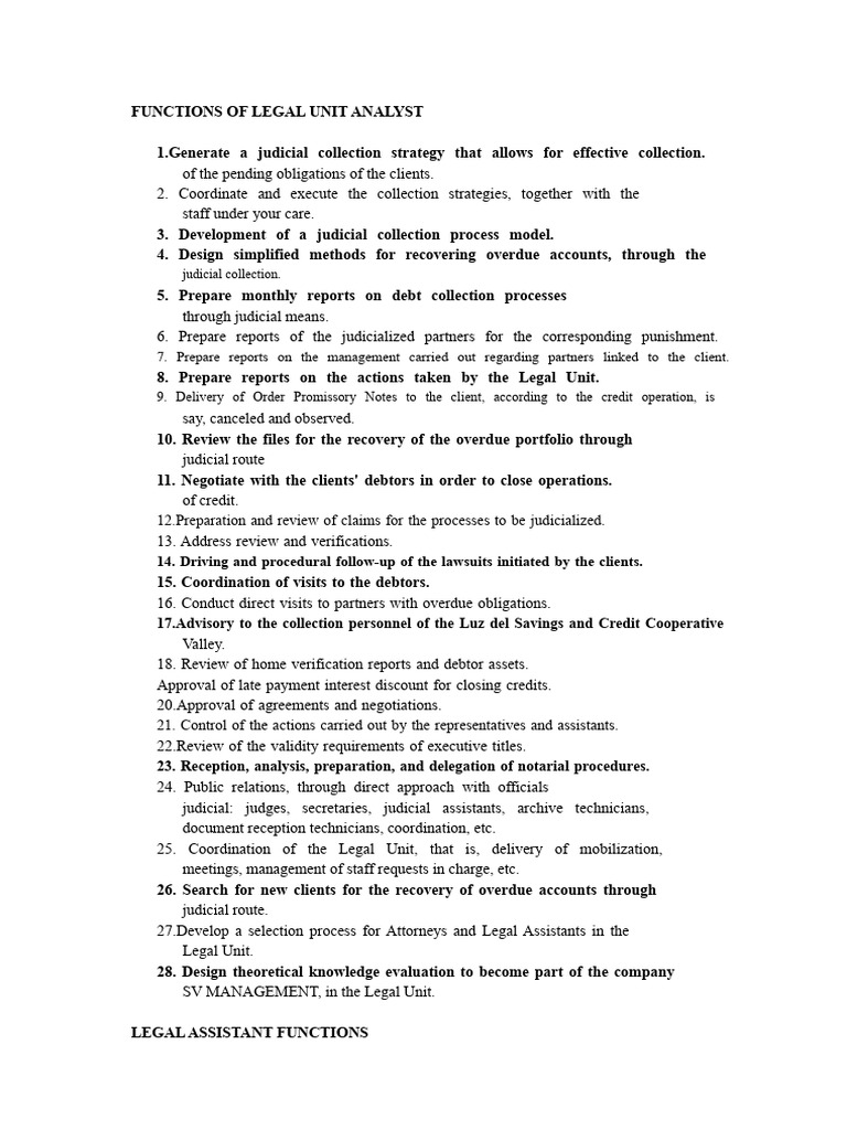 Functions of Analyst and Legal Assistant | PDF | Justice | Crime & Violence