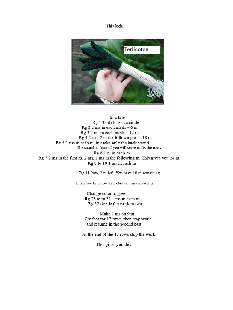 leek tutorial in crochet | PDF