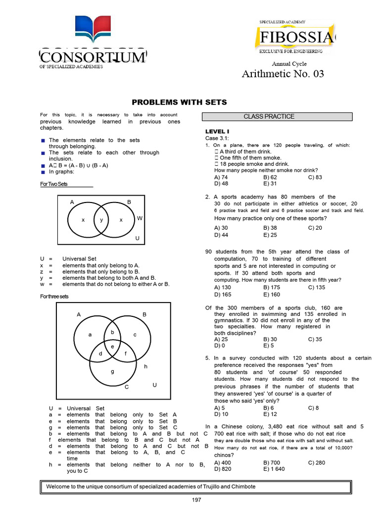 ARIT (03) PROBLEMS WITH SETS 197-------200.pdf | PDF | Mathematics