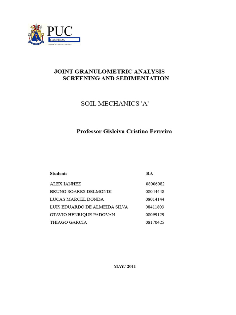 Report 04 - Granulometric Analysis Set (Sieving and Sedimentation ...