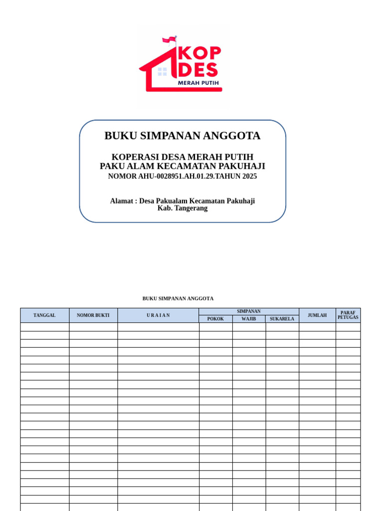 Buku Simpanan Anggota | PDF