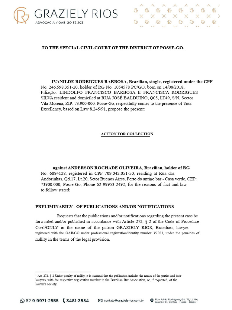 Initial Petition - RENT COLLECTION MODEL | PDF | Lawsuit | Legal Aid
