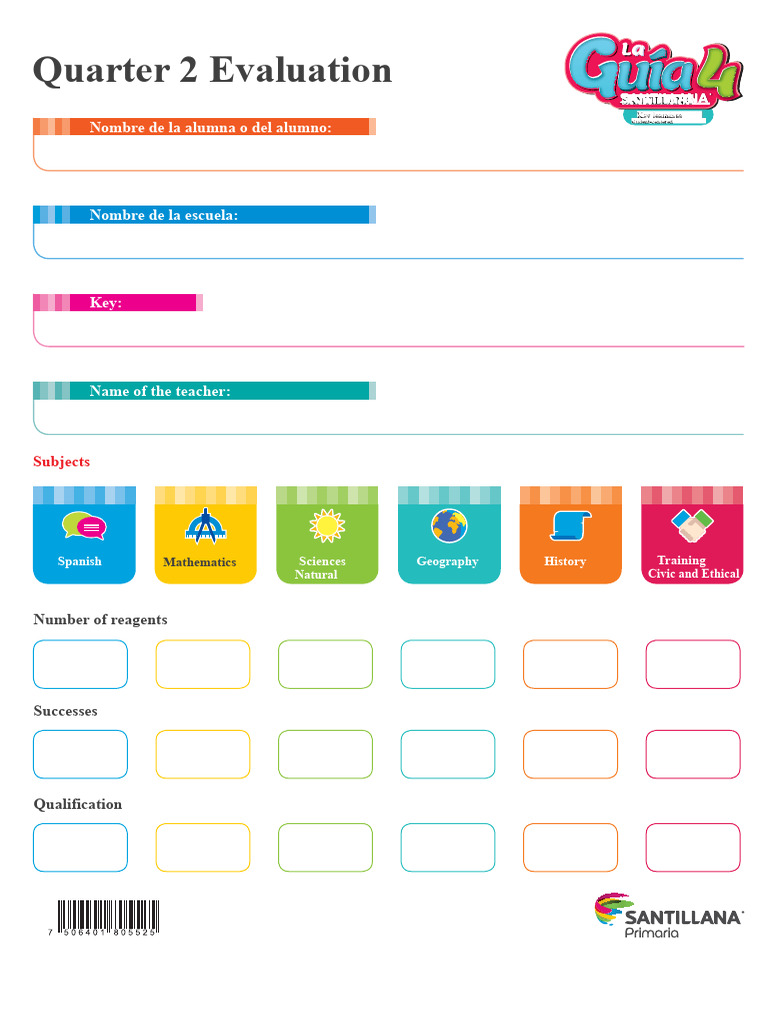 Print Evaluation Second Trimester Fourth Grade Santillana 2020 | PDF ...