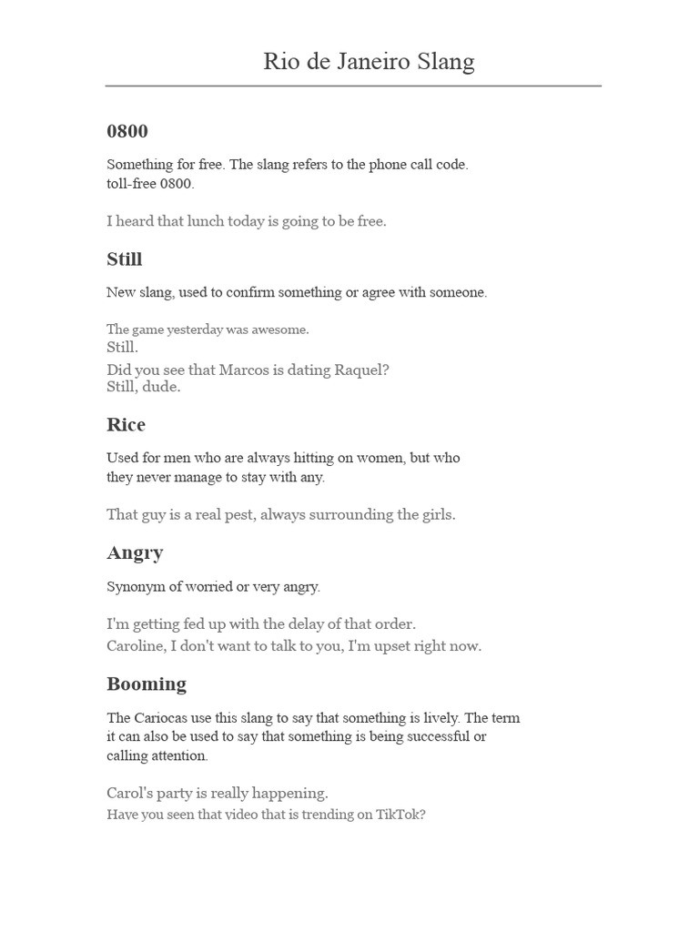 Rio de Janeiro Slang | PDF