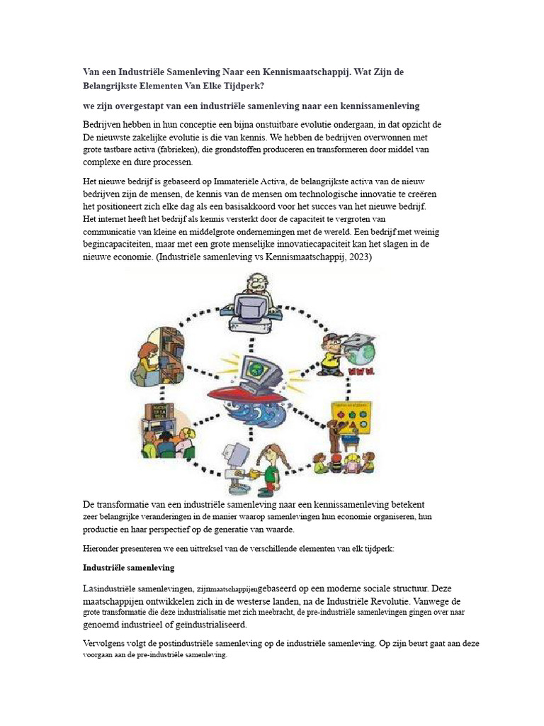 Van Een Industriële Samenleving Naar Een Kennismaatschappij | PDF