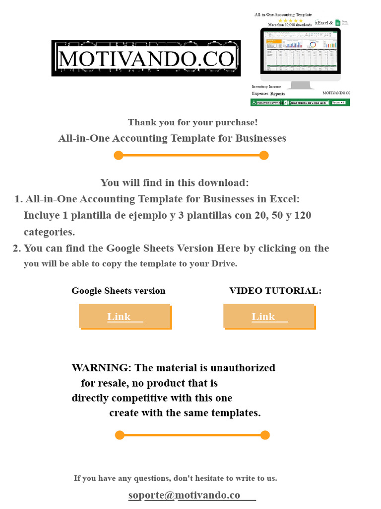 Instructions Template Accounting All in One | PDF