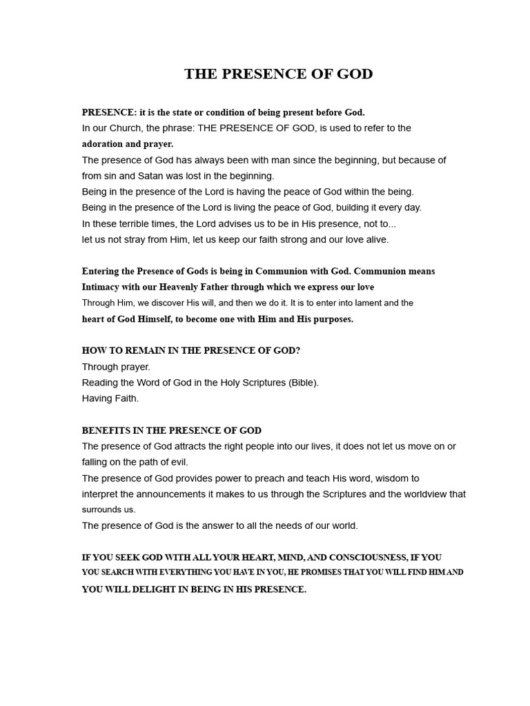 The Presence of God | PDF