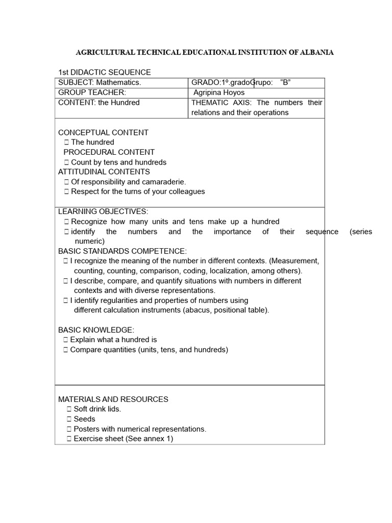First Grade Math Curriculum: Hundreds | PDF | Mathematics | Knowledge