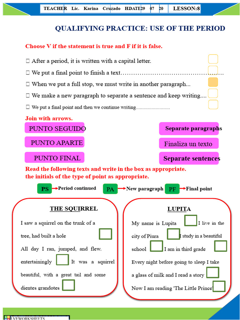 Period Usage Practice for Students | PDF