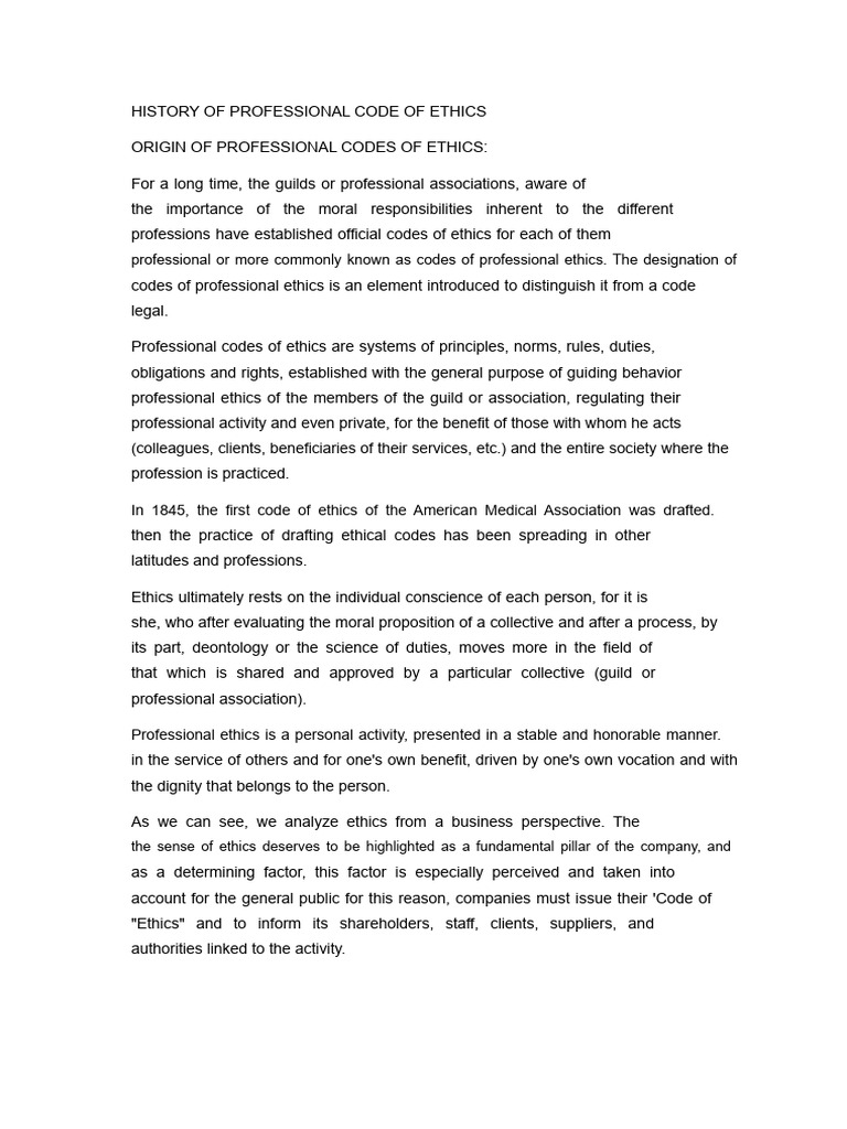 Evolution of Professional Ethics Codes | PDF | Morality | Professional ...