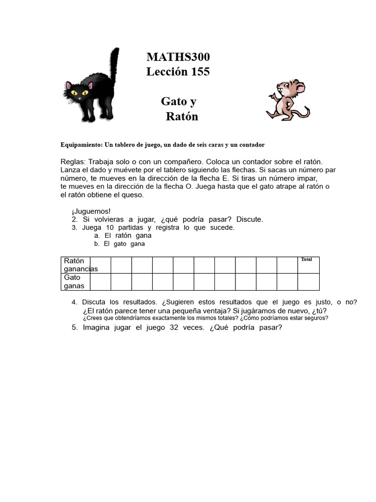 Instrucciones de Gato y Ratón | PDF