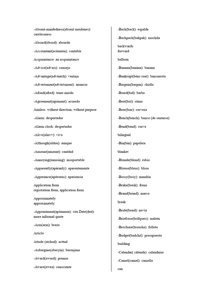 Intermediate level English vocabulary | PDF