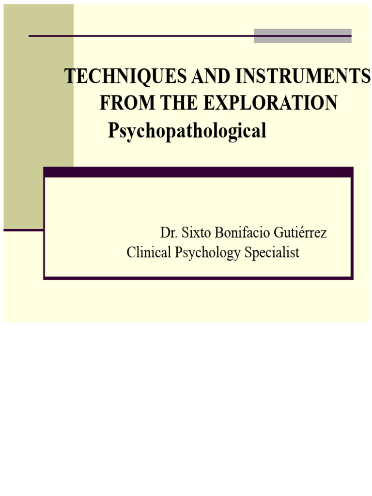 Techniques and Instruments of Psychopathological Exploration | PDF ...