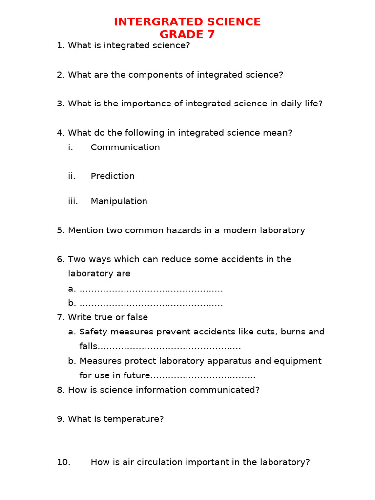 Intergrated Science Grade 7 | PDF