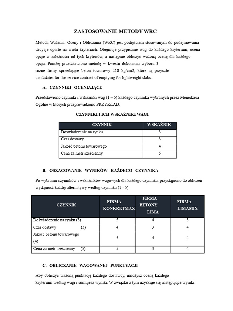 Zastosowanie Metody WRC | PDF