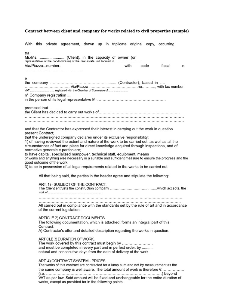 Contract Model Between Client and Company | PDF | Euro | Value Added Tax