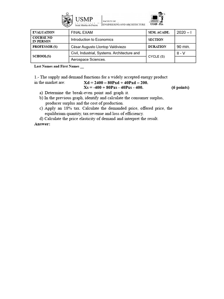 Final Exam - Introduction to Economics | PDF | Demand | Supply (Economics)