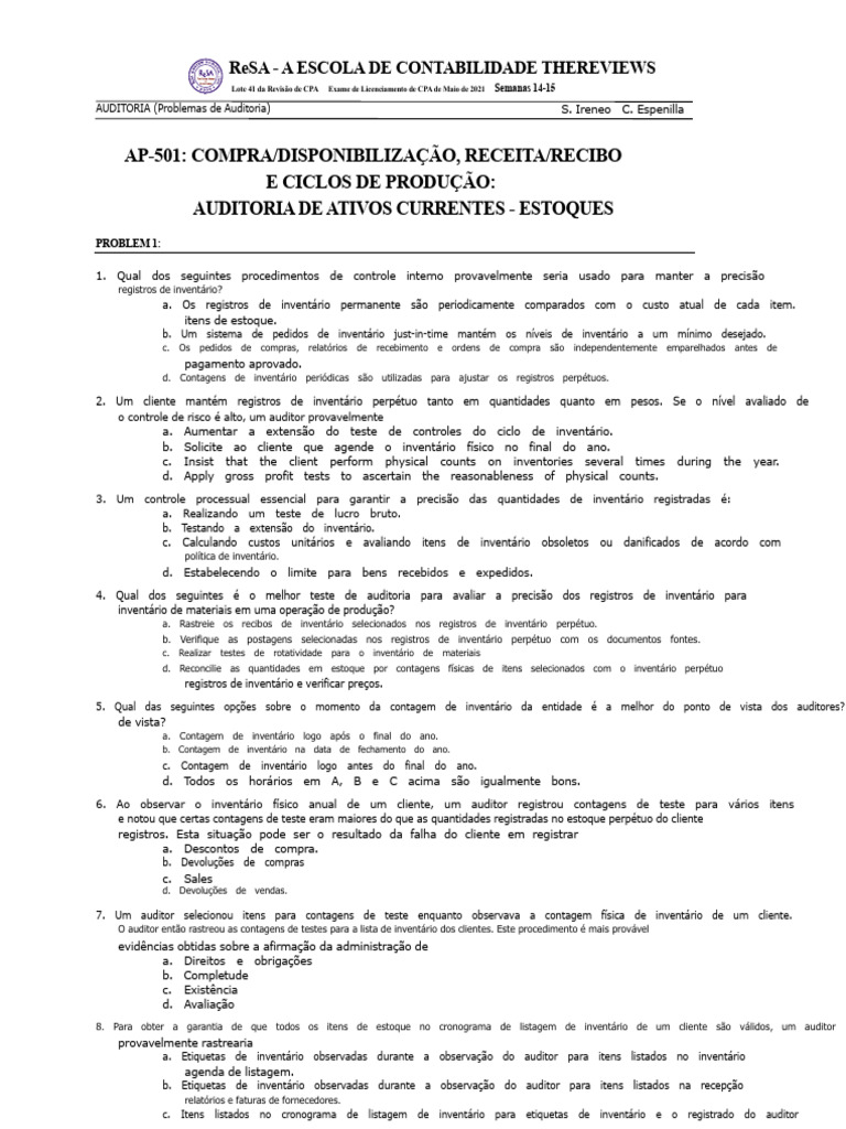 AP-501 | PDF | Inventário | Contabilidade