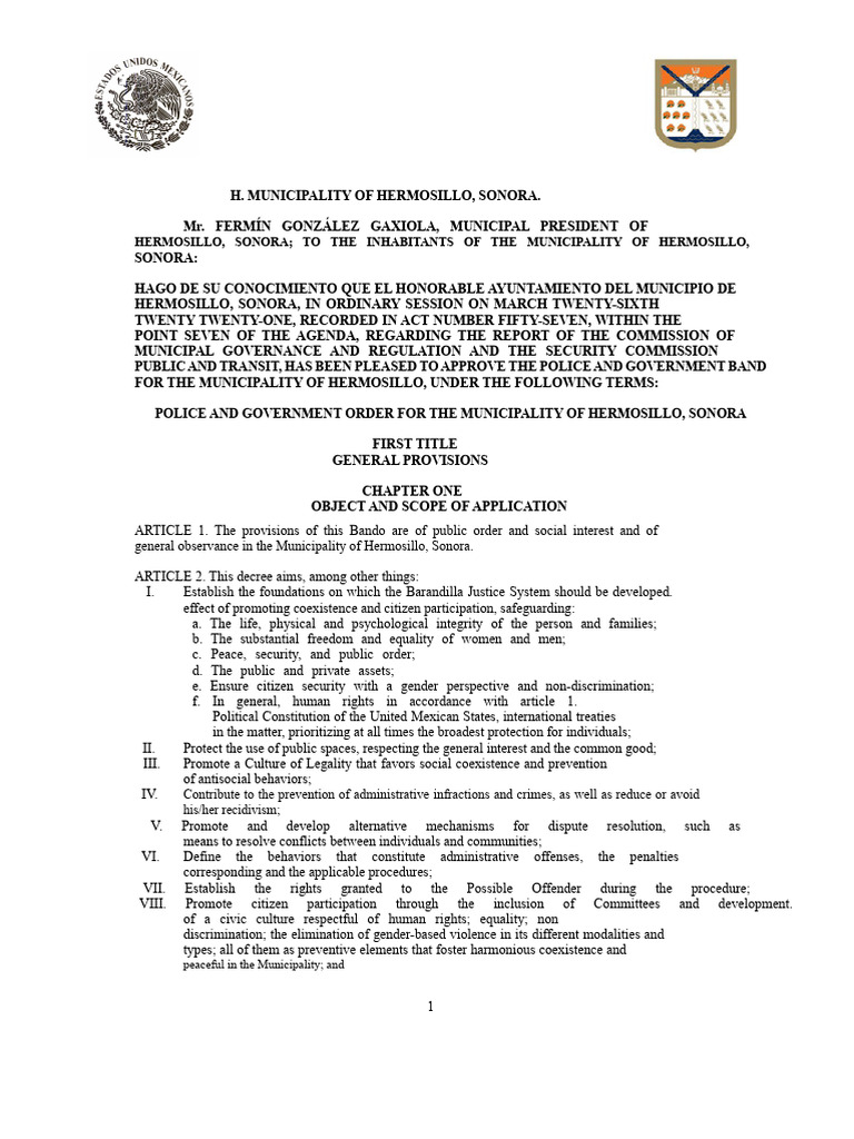 Police and Government Bulletin For The Municipality of Hermosillo | PDF ...