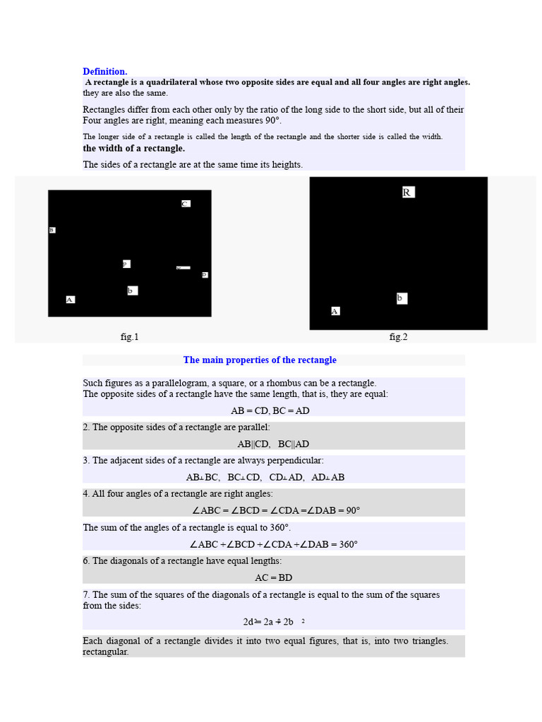 Definition of rectangle | PDF | Rectangle | Area
