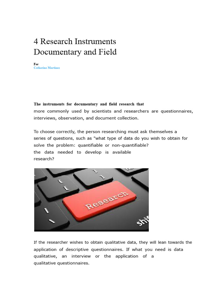 4 Auxiliary Documentary and Field Research Instruments | PDF ...