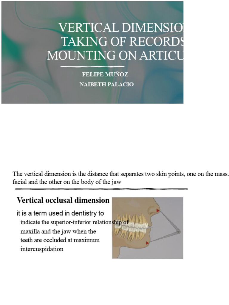 Vertical Dimension, Records and Assembly | PDF | Dentistry Branches ...