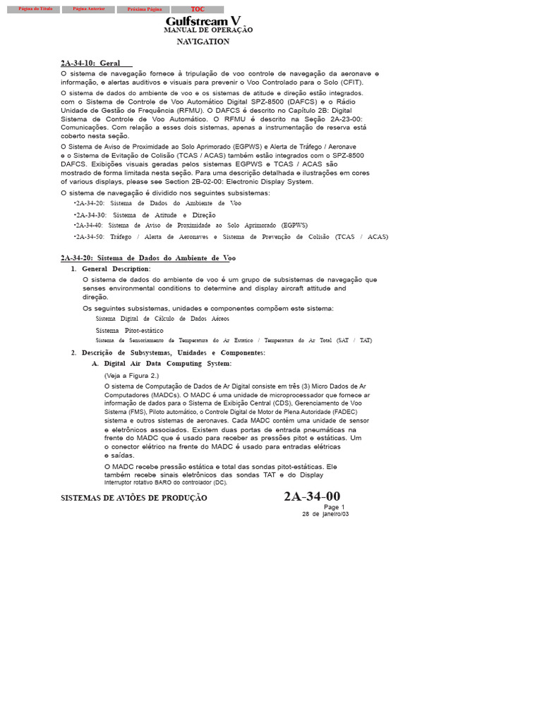 Guia dos sistemas de navegação do Gulfstream GV | PDF | Voo | Aeroespacial