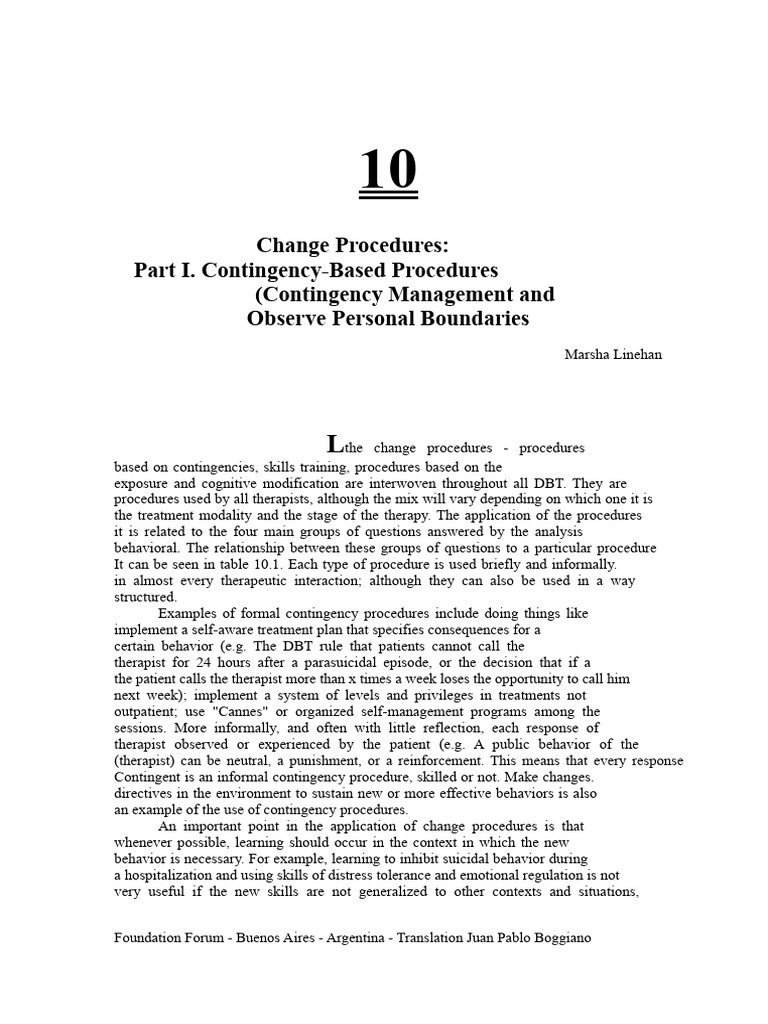 DBT Change Procedures Overview | PDF | Reinforcement | Dialectical ...