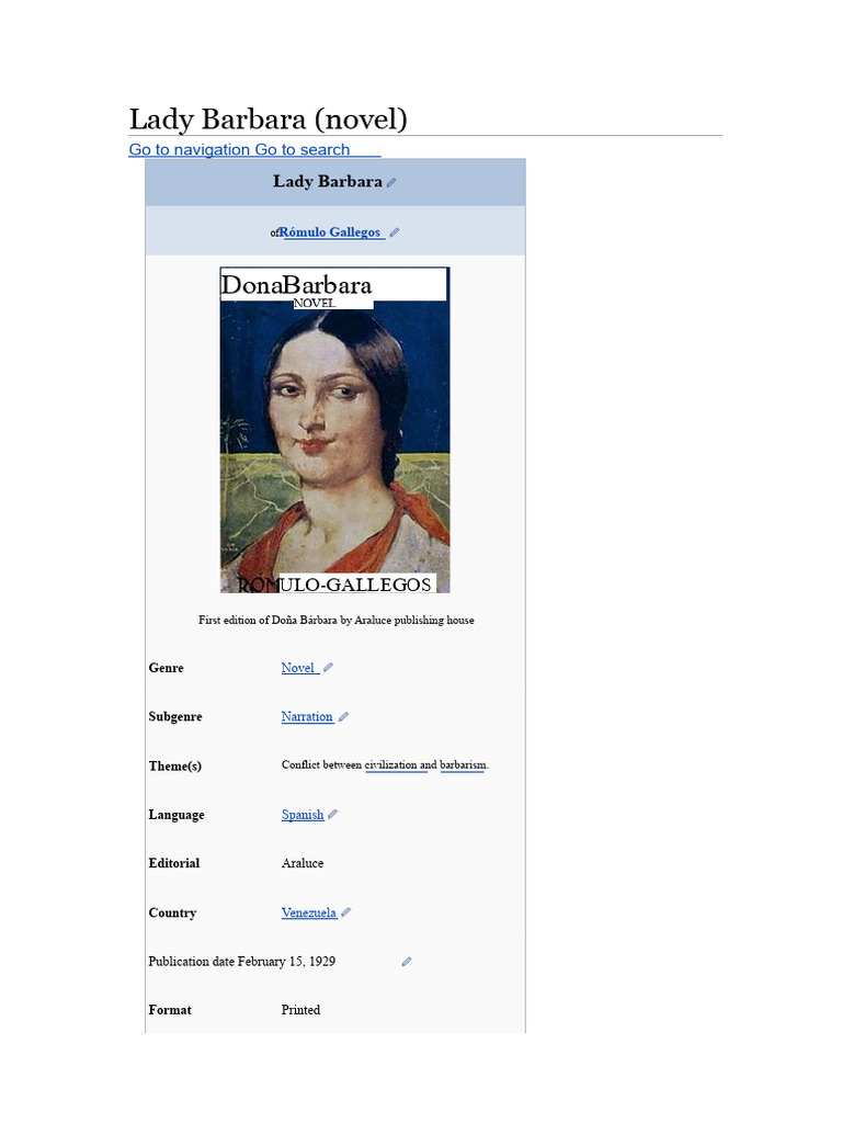 Summary of the story of Doña Bárbara | PDF