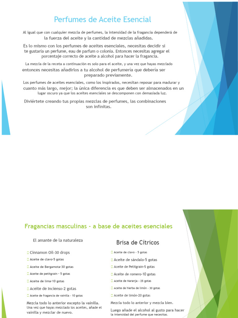 Mezclas de EO y Perfume | PDF | Perfume | Perfumería