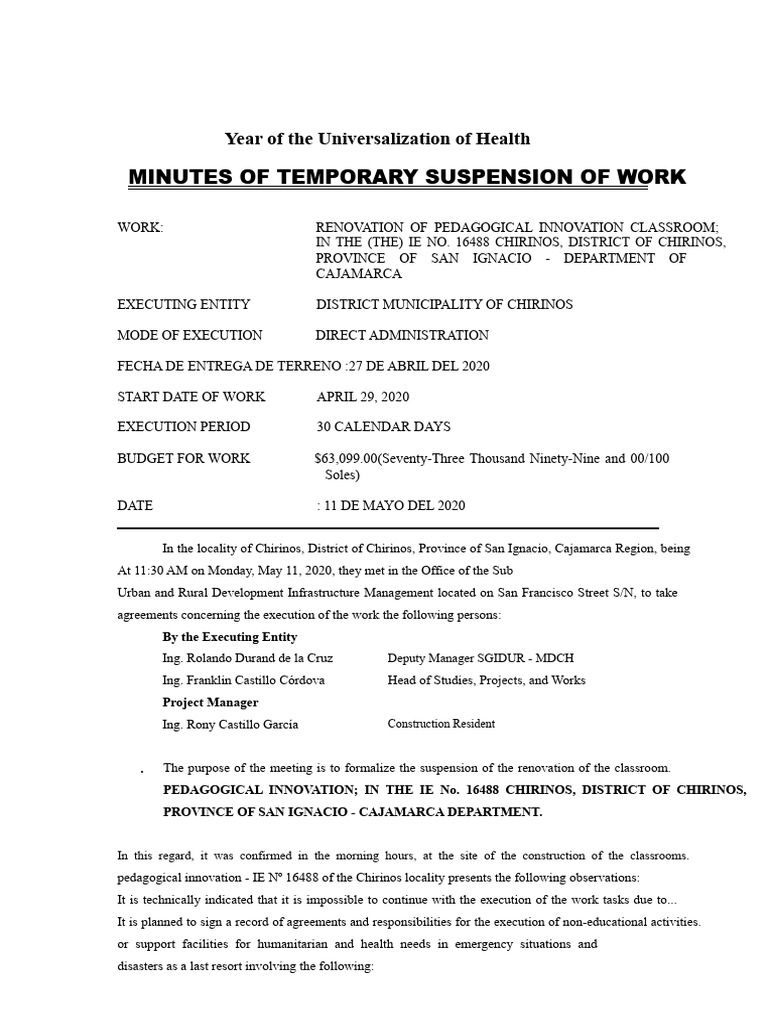Temporary Work Suspension Act | PDF | Emergency Management