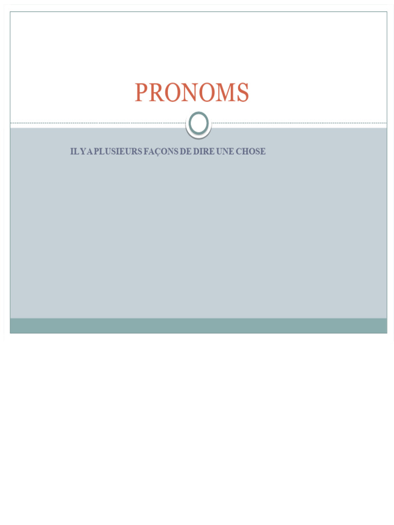 Comprendre les pronoms et leurs types | PDF | Pronom | Phrase