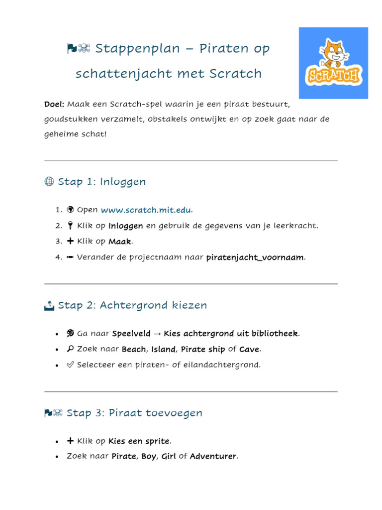 Stappenplan - Piraten Op Schattenjacht | PDF