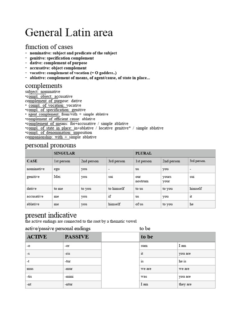 Latin Grammar: Cases and Functions | PDF | Subject (Grammar) | Grammar